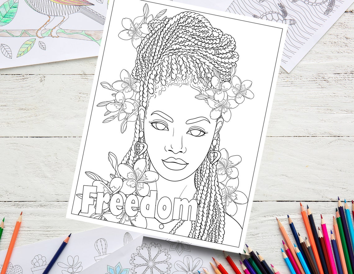 Freedom Coloring Page Black Girl Coloring Page Printable - Etsy Canada