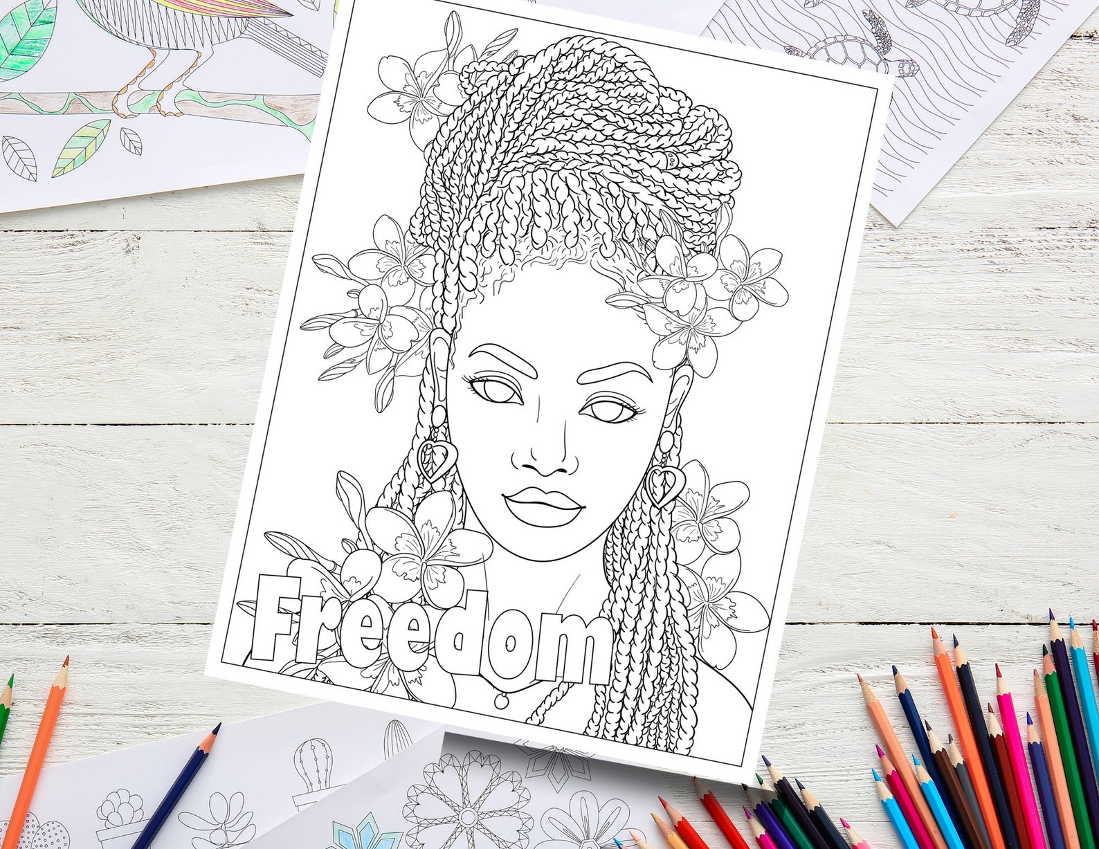 Freedom Coloring Page Black Girl Coloring Page Printable Coloring Page ...