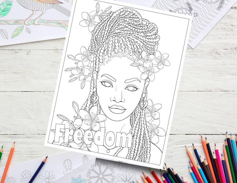 Freedom Coloring Page Black Girl Coloring Page Printable Coloring Page ...