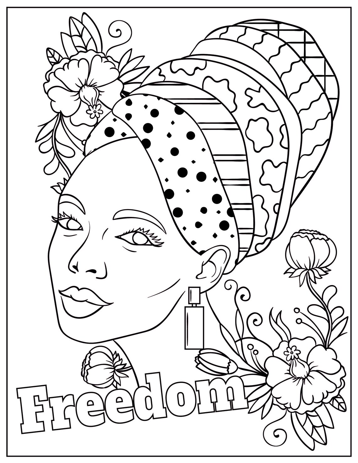 Freedom Coloring Page | Printable Coloring Page | Black Girl Coloring ...