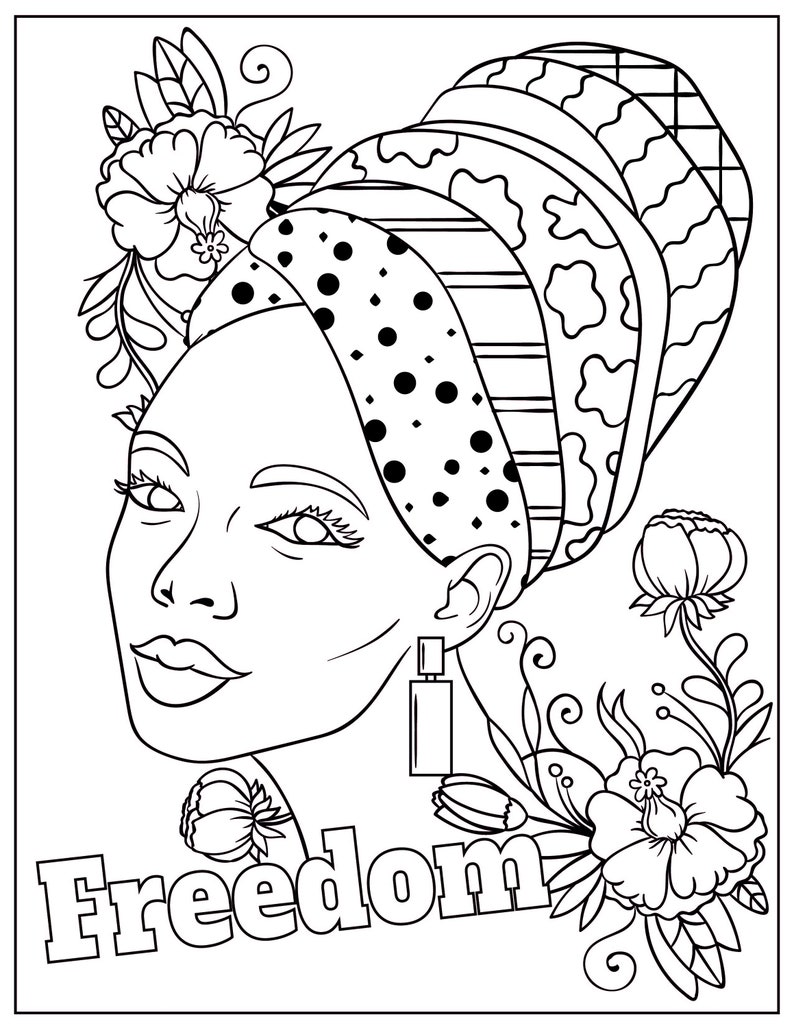 Freedom Coloring Page | Printable Coloring Page | Black Girl Coloring ...