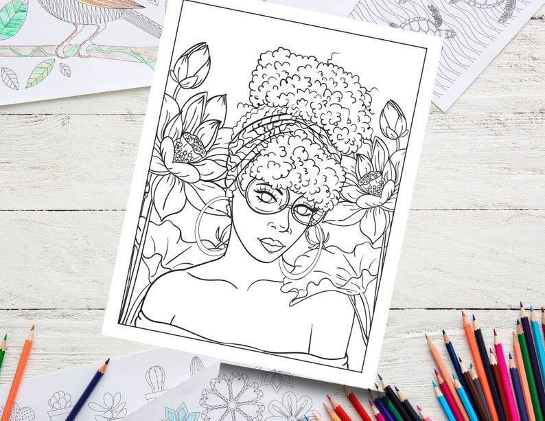 Black Girl Magic | Black Gril Coloring Page Natural Hair Printable ...