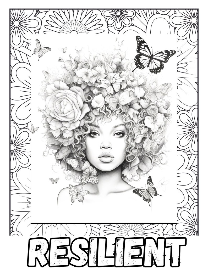 Resilient Black Girl Serene Coloring Page| Printable - Etsy