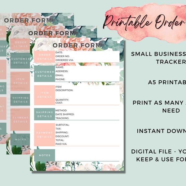 Floral Order Form - Etsy