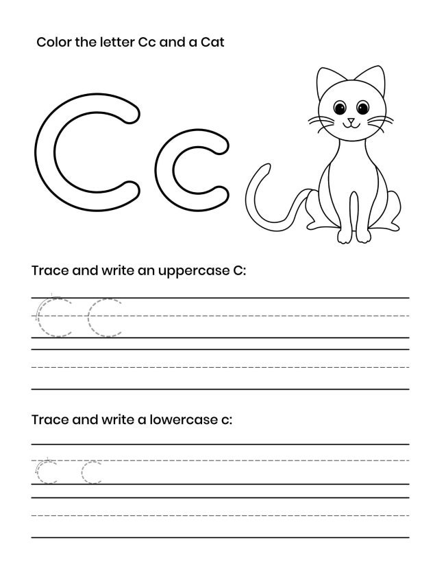 26 Printable Alphabet Trace & Color Worksheets. A-Z. Preschool-kdg - Etsy