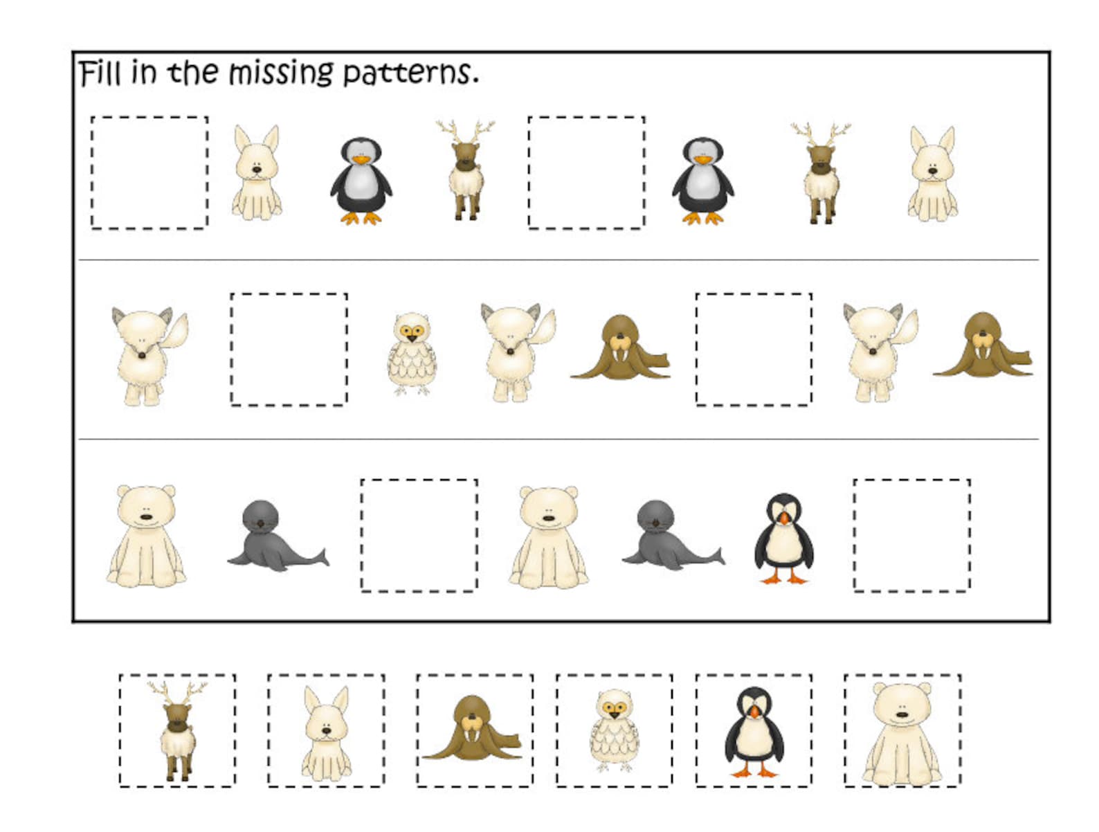 50 Printable Arctic Animals Worksheets. Preschool-kdg - Etsy