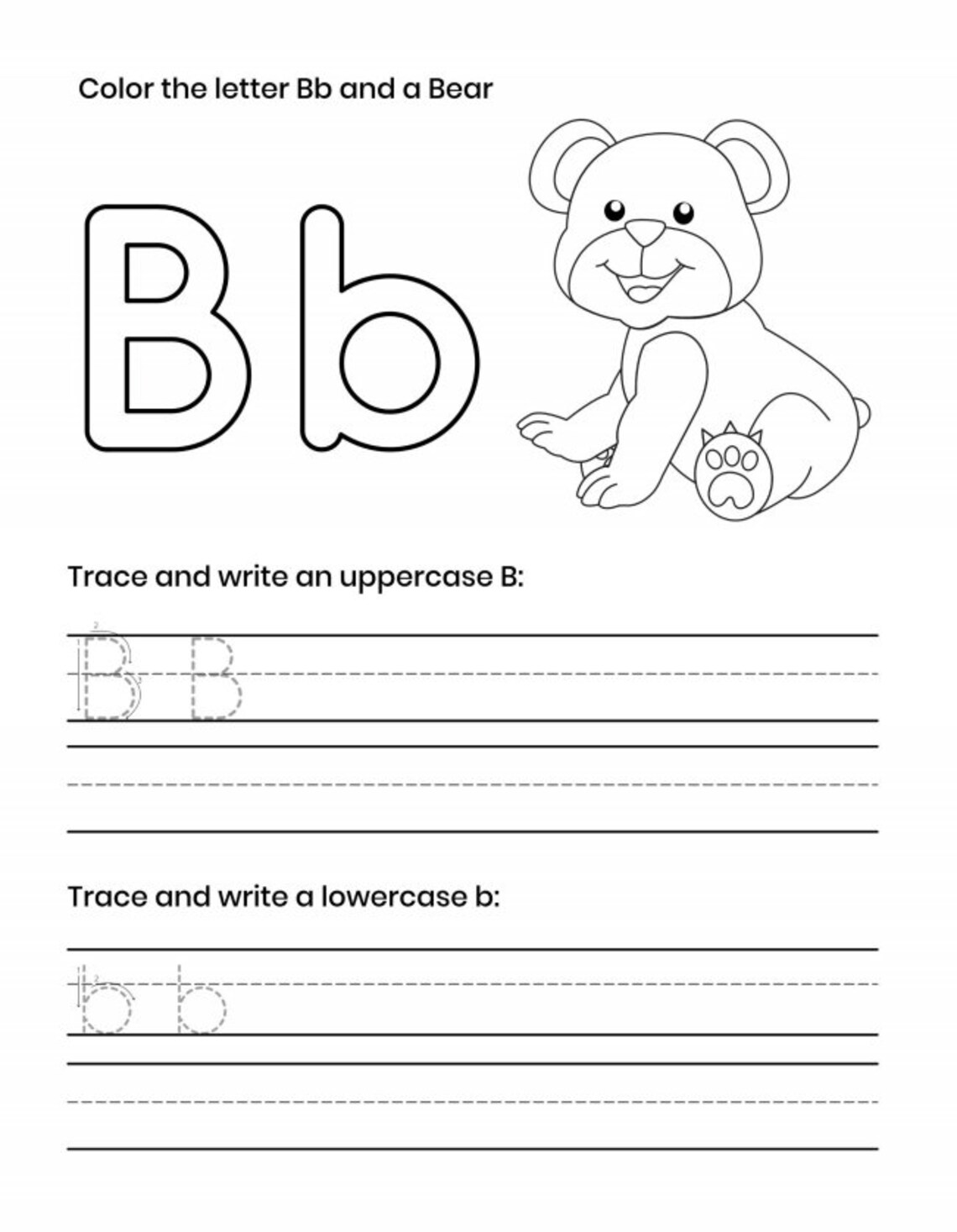 26 Printable Alphabet Trace & Color Worksheets. A-Z. Preschool-kdg - Etsy