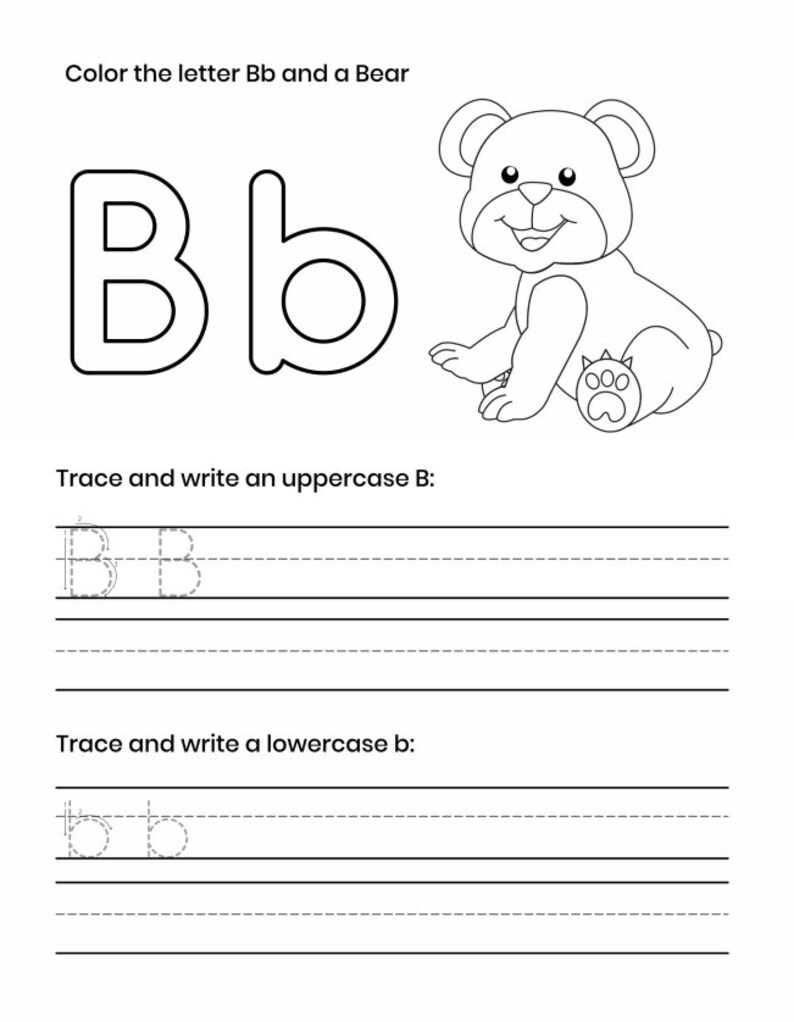 26 Printable Alphabet Trace & Color Worksheets. A-Z. Preschool-kdg - Etsy