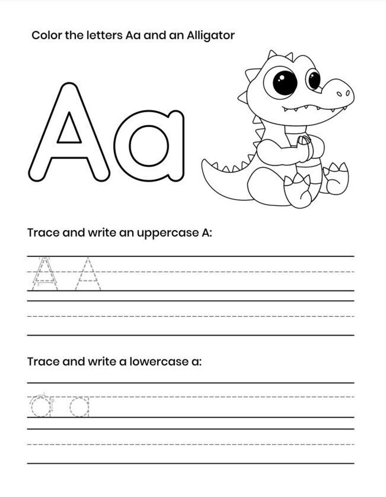 26 Printable Alphabet Trace & Color Worksheets. A-Z. Preschool-kdg - Etsy