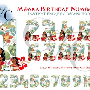 Moana Birthday Numbers PNG - Etsy