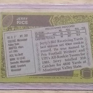 Jerry Rice Rookie Card 1986 - Etsy