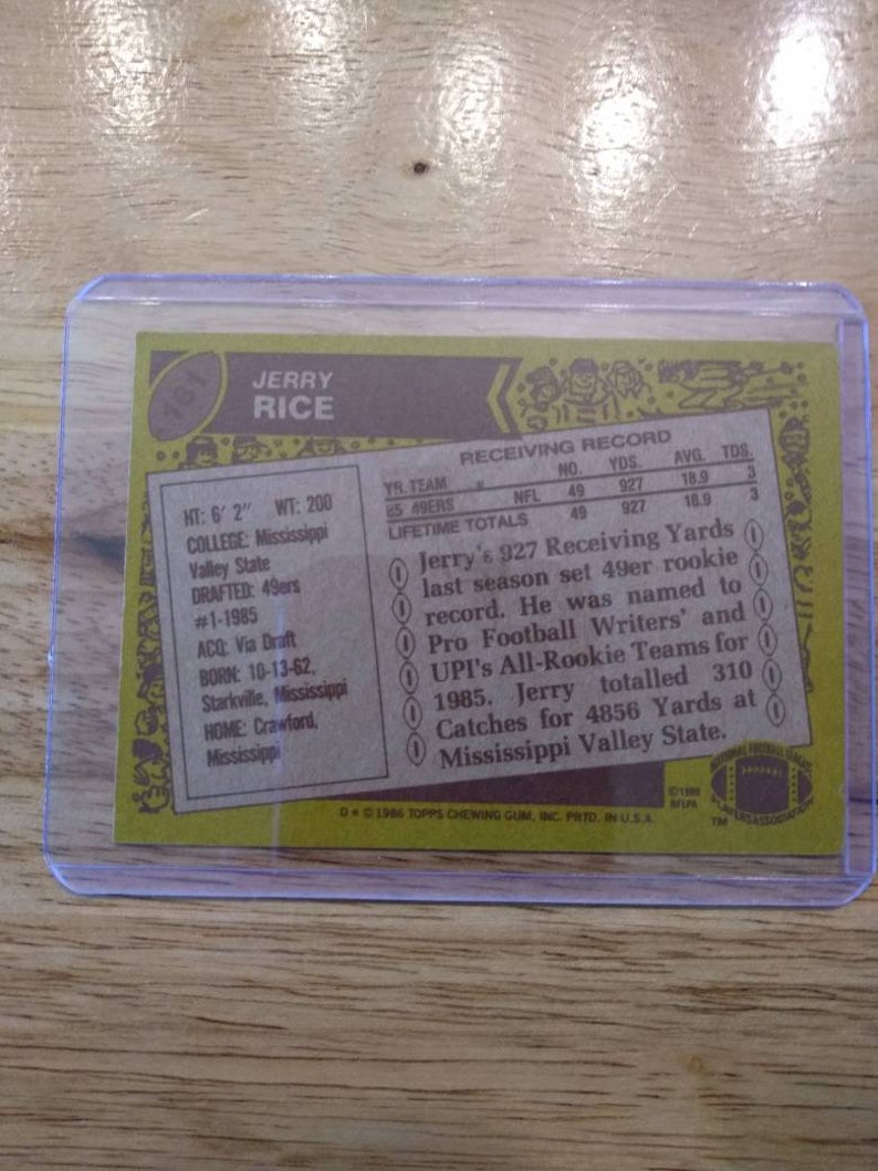 Jerry Rice Rookie Card 1986 - Etsy