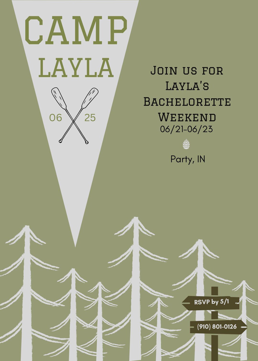 Camp Bach Invite Template - Etsy