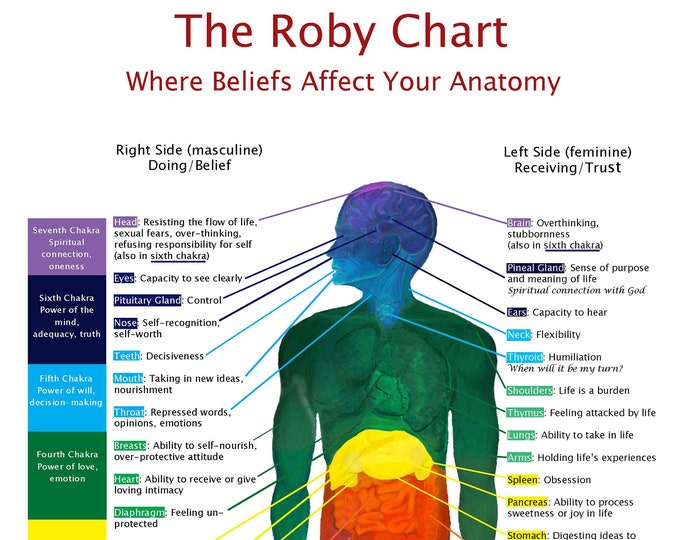 The Roby Chart© 11x17 Poster Showing Where Beliefs Affect Your Anatomy ...