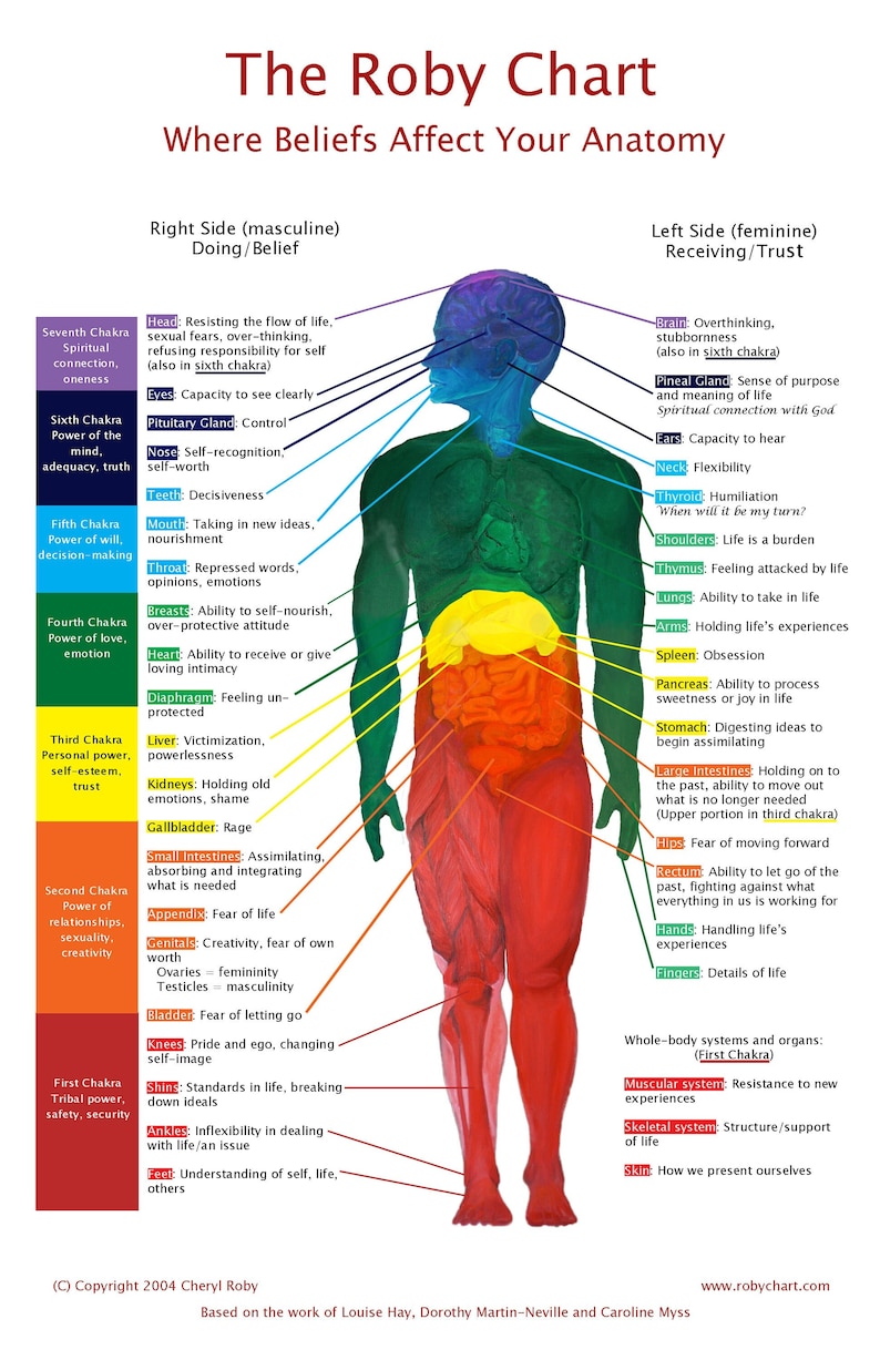 The Roby Chart© 11x17 Poster Showing Where Beliefs Affect Your Anatomy ...