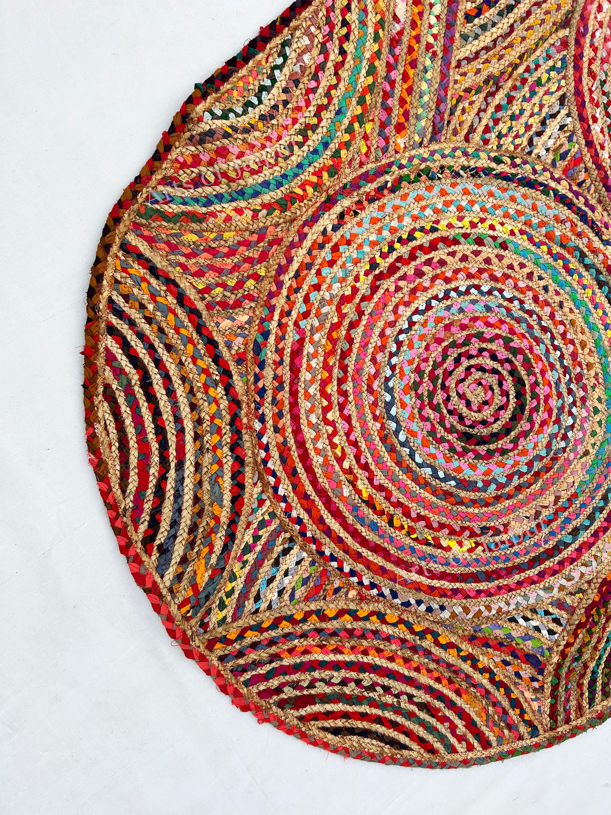 Handcrafted Jute Chindi Home Decor Colorful Cotton Chindi Rug Bohemian ...