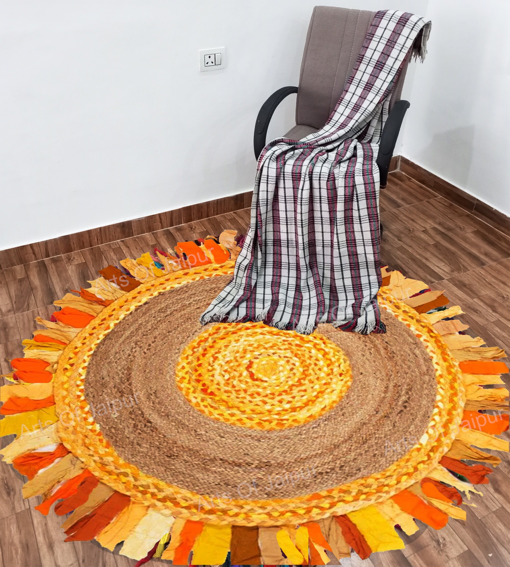 Hand Braided Bohemian Colorful Cotton Chindi Area Rug Multi Color Home ...