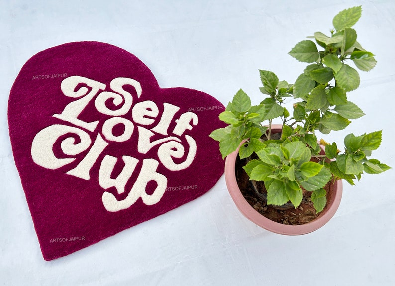 Heart Shape Rug Tufted Rug Self Love Club Handmade Rug Heart Shaped ...