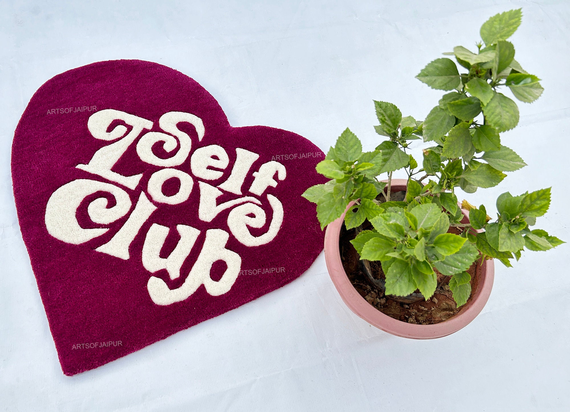 Heart Shape Rug Tufted Rug Self Love Club Handmade Rug Heart Shaped ...