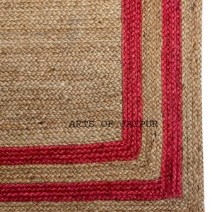 Hand Braided Red Jute Rug, Handmade Area Rug, Outdoor Garden Red Rug ...