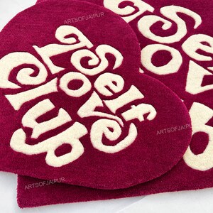 Heart Shape Rug Tufted Rug Self Love Club Handmade Rug Heart Shaped ...
