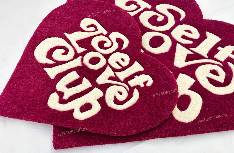 Heart Shape Rug Tufted Rug Self Love Club Handmade Rug Heart Shaped ...