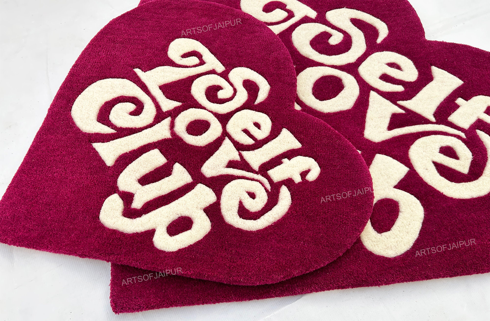 Heart Shape Rug Tufted Rug Self Love Club Handmade Rug Heart Shaped ...