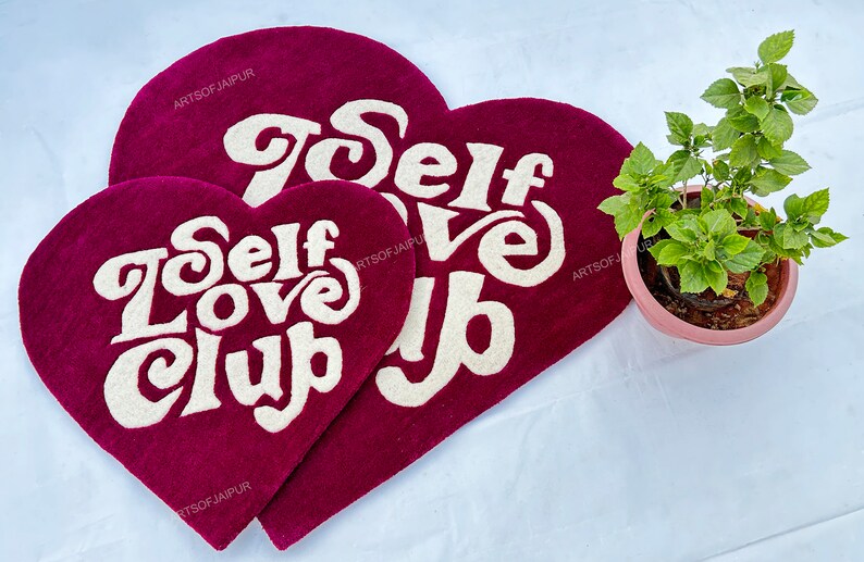 Heart Shape Rug Tufted Rug Self Love Club Handmade Rug Heart Shaped ...