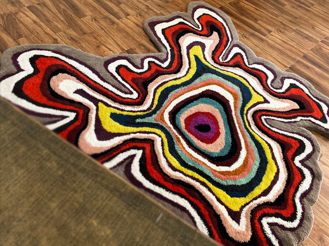 Irregular Shaped Rug Handmade Tufted Wool Rug Living Room - Etsy