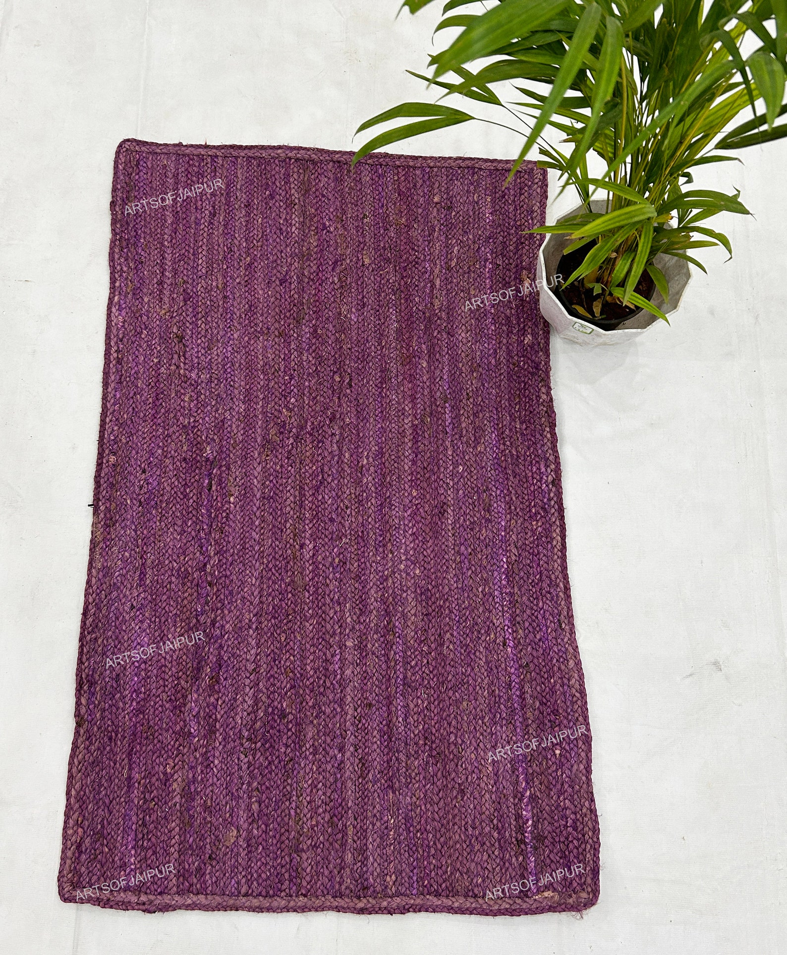 Handmade Dark Purple Jute Rug Plane Solid Jute Rug Home Decorative Boho ...