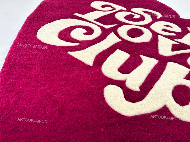 Heart Shape Rug Tufted Rug Self Love Club Handmade Rug Heart Shaped ...