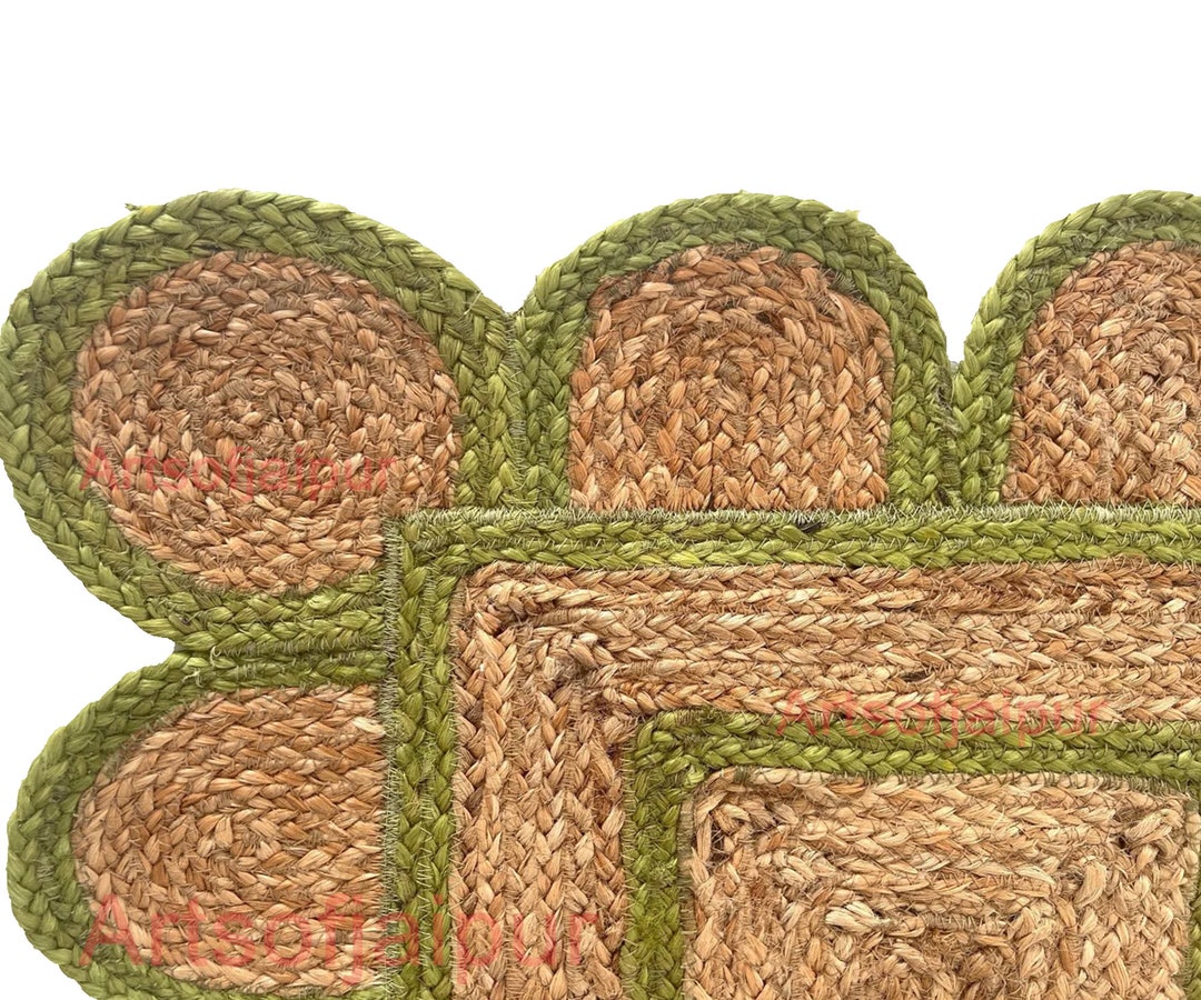 Green Braided Rug Natural Jute Rug Braided Rug Living Room Rug Solid ...