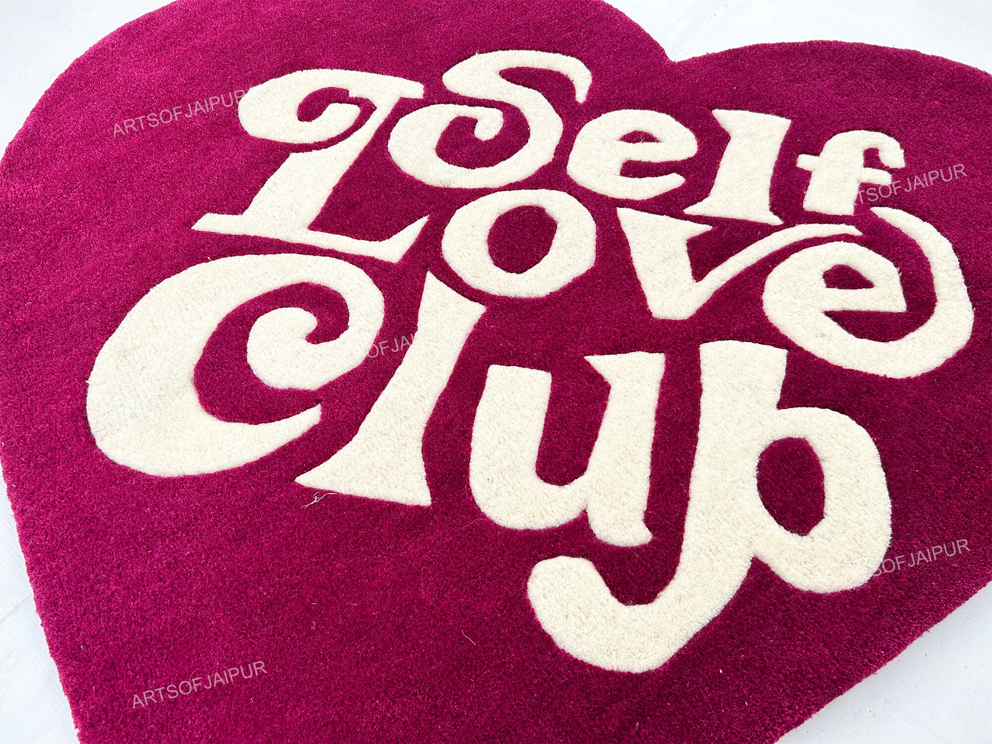 Heart Shape Rug Tufted Rug Self Love Club Handmade Rug Heart Shaped ...