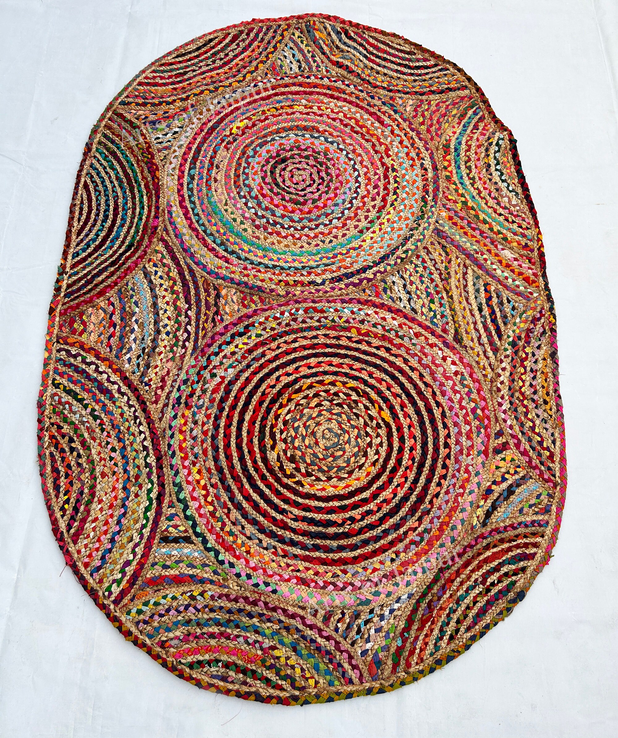 Handcrafted Jute Chindi Home Decor Colorful Cotton Chindi Rug Bohemian ...