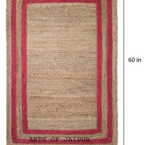 Hand Braided Red Jute Rug, Handmade Area Rug, Outdoor Garden Red Rug ...