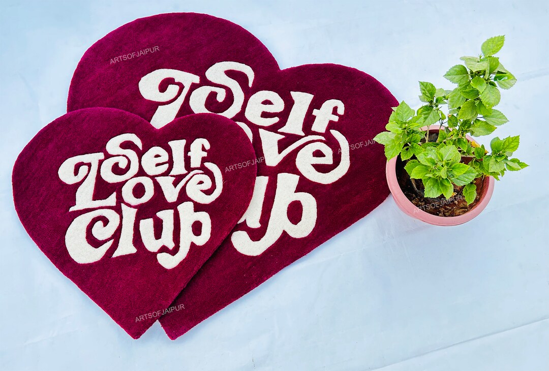 Heart Shape Rug Tufted Rug Self Love Club Handmade Rug Heart Shaped ...