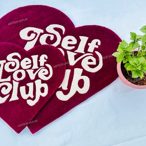 Heart Shape Rug Tufted Rug Self Love Club Handmade Rug Heart Shaped ...