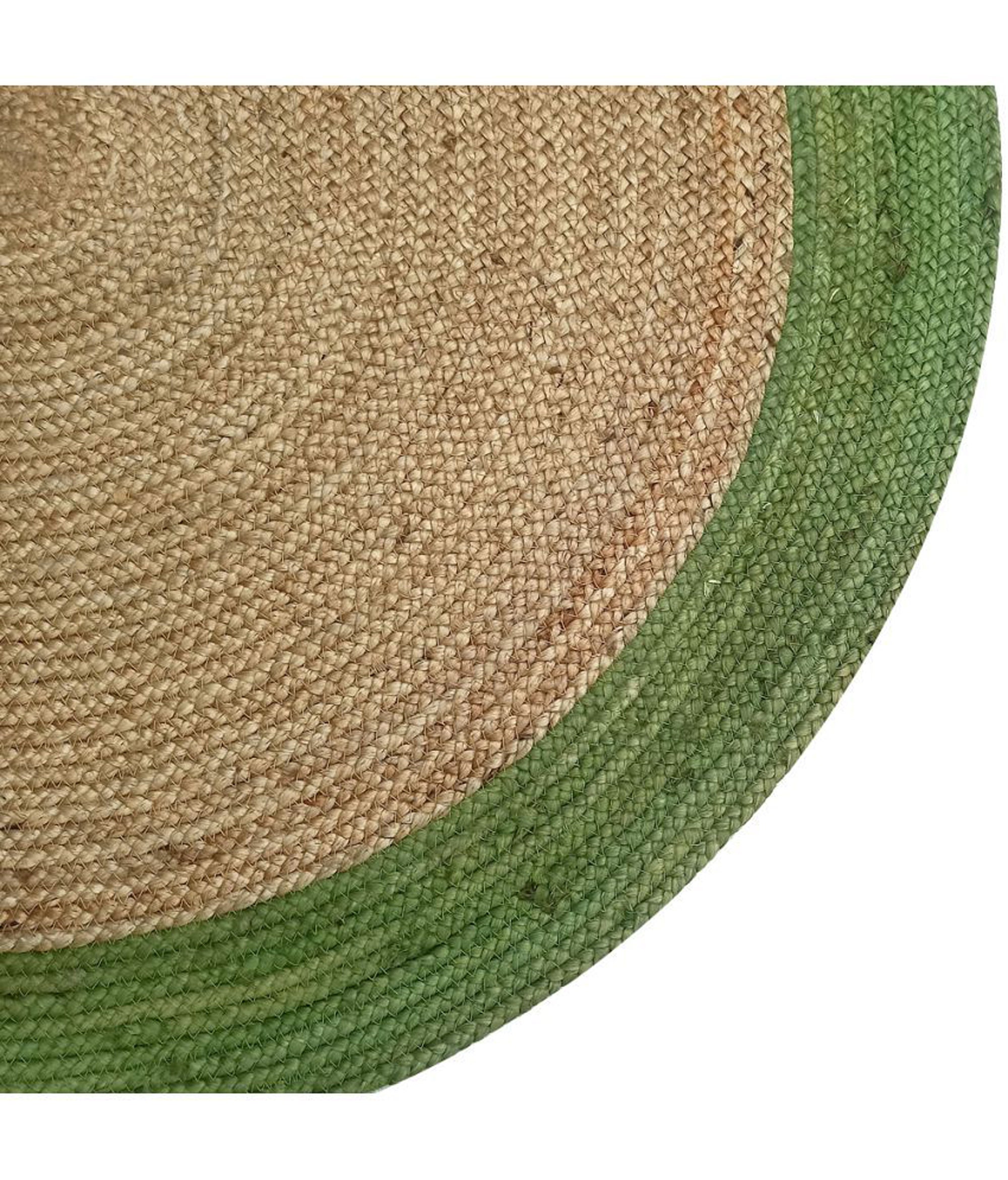 Hand Braided Round Green Border Jute Rug Handmade Round Area - Etsy