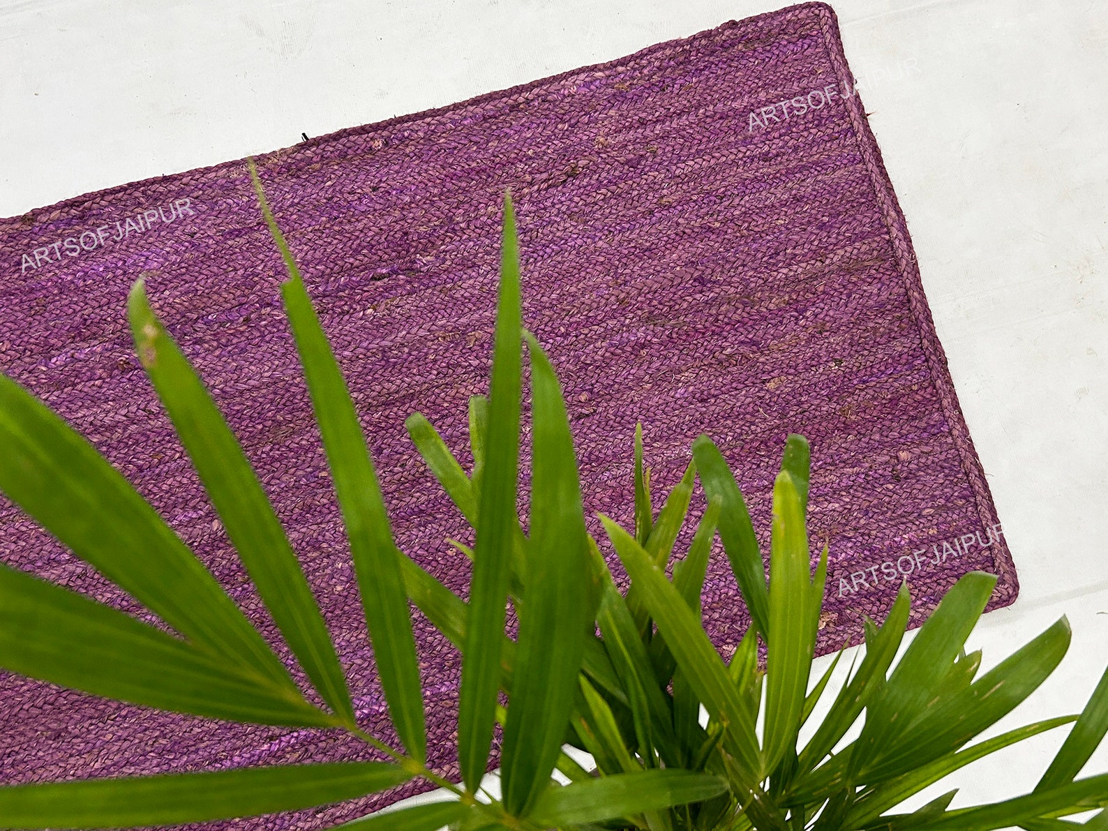 Handmade Dark Purple Jute Rug Plane Solid Jute Rug Home Decorative Boho ...