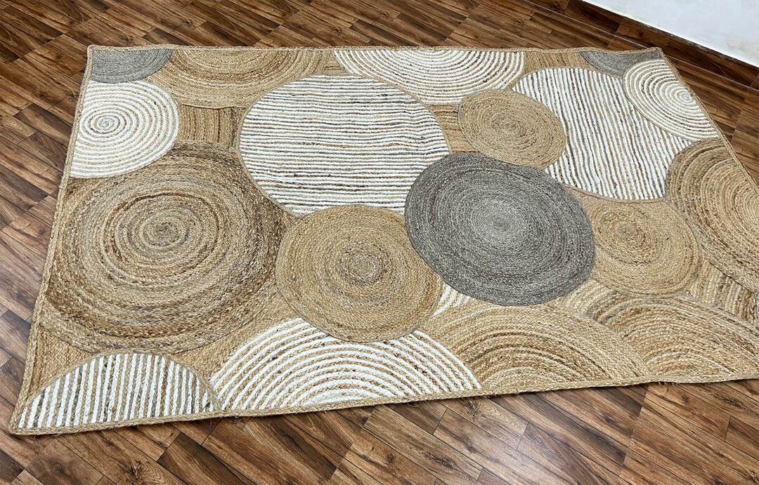 Natural Jute White Rug Indian Geometric Handmade Area Rug Runner Rug ...
