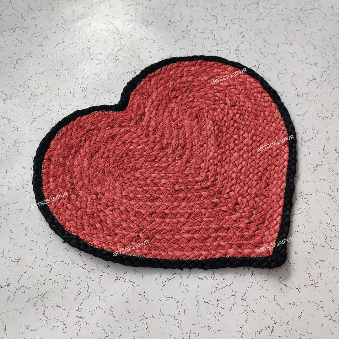 Heart Shaped Jute Rug Self Love Club Love Rug Red Heart Rug Area Rug ...