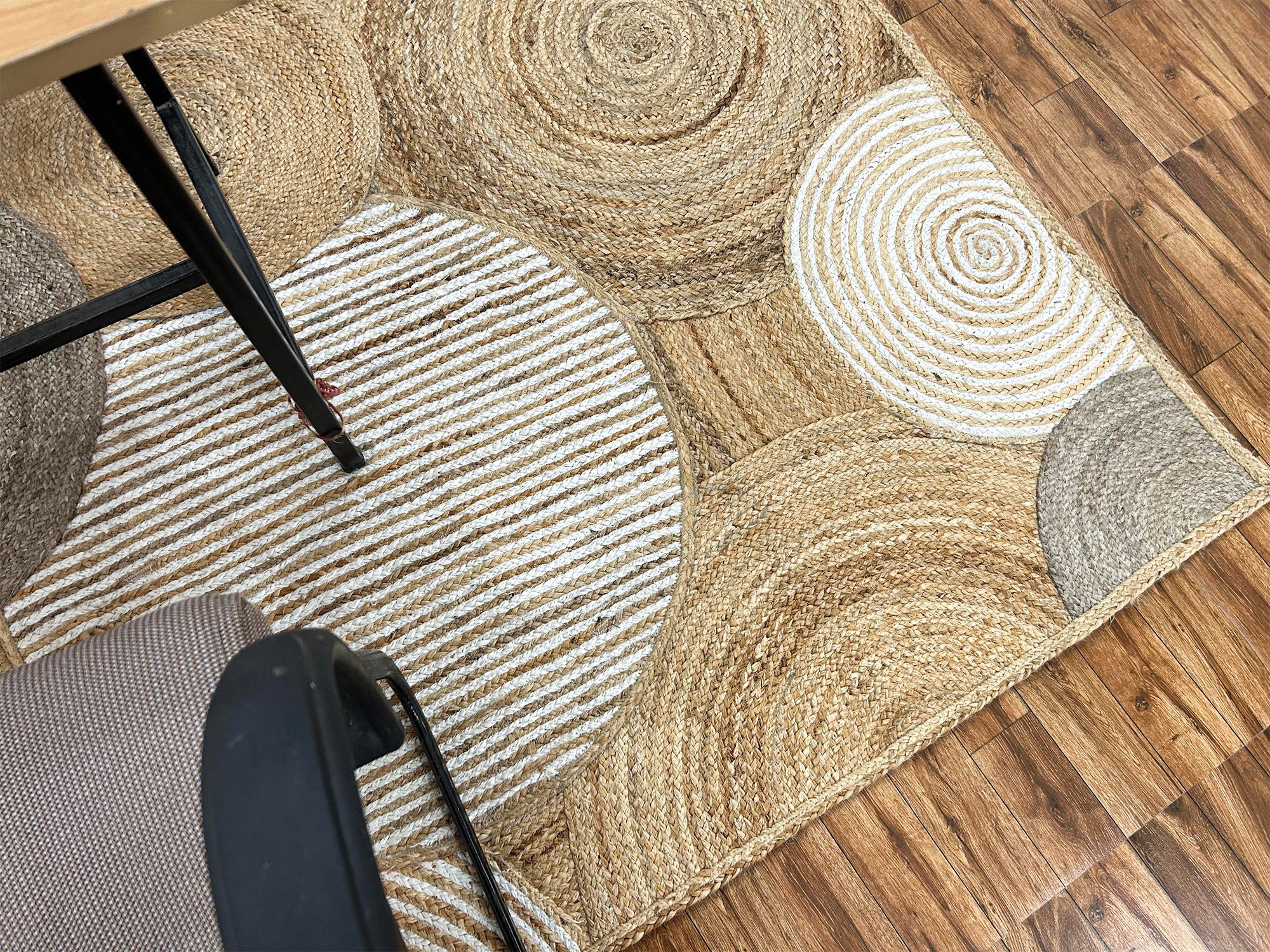 Natural Jute White Rug Indian Geometric Handmade Area Rug Runner Rug ...