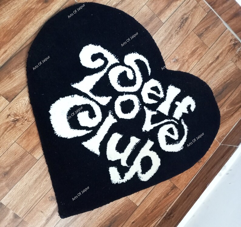 Heart Shape Rug Handmade Tufted Rug Wool Rug Area Rug Self Love Club ...