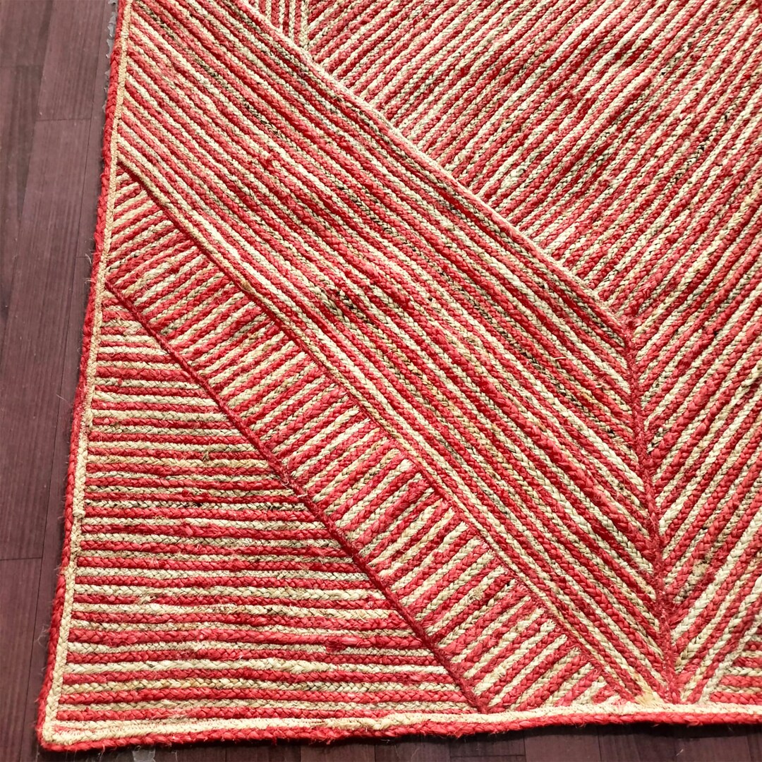 Jute Area Rug Hand Braided Jute Area Rug for Living Room Red Jute Rug ...