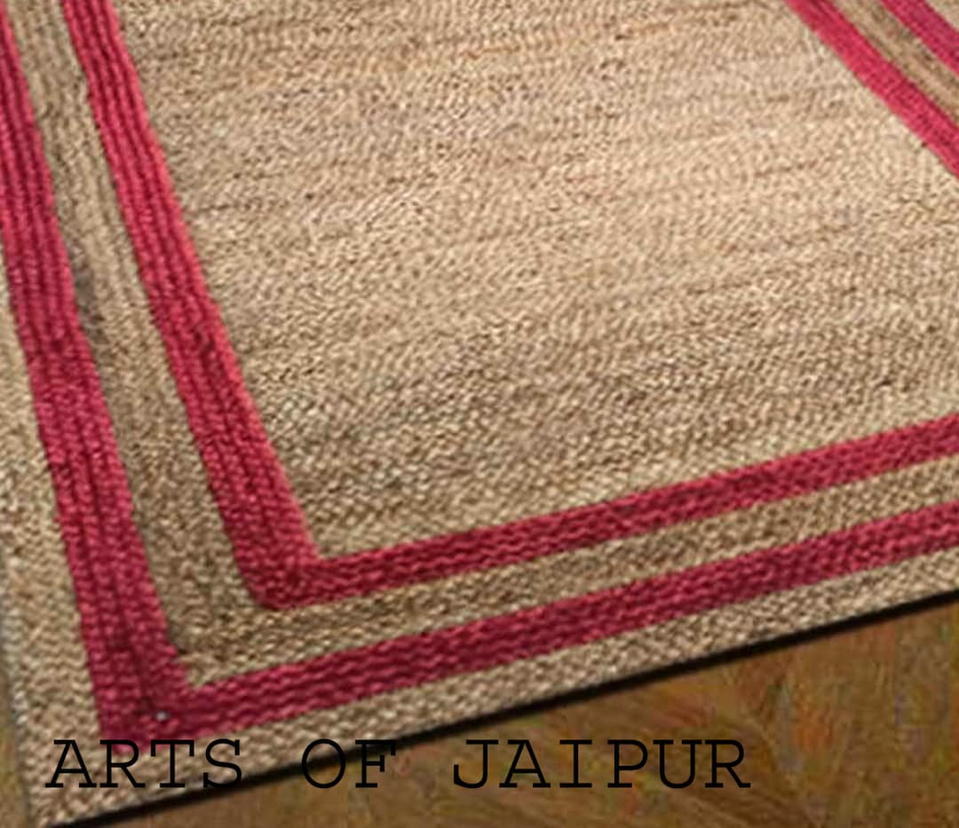 Hand Braided Red Jute Rug, Handmade Area Rug, Outdoor Garden Red Rug ...