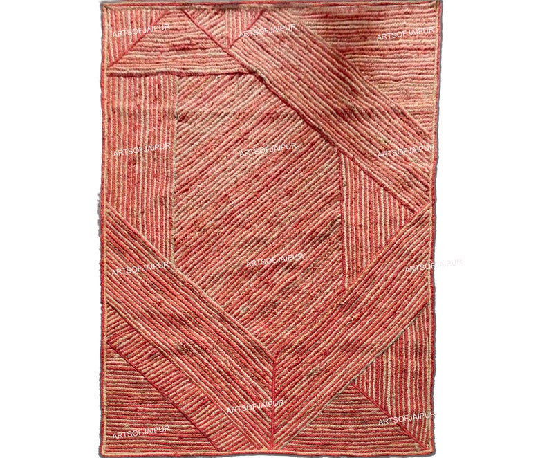 Jute Area Rug Hand Braided Jute Area Rug for Living Room Red Jute Rug ...
