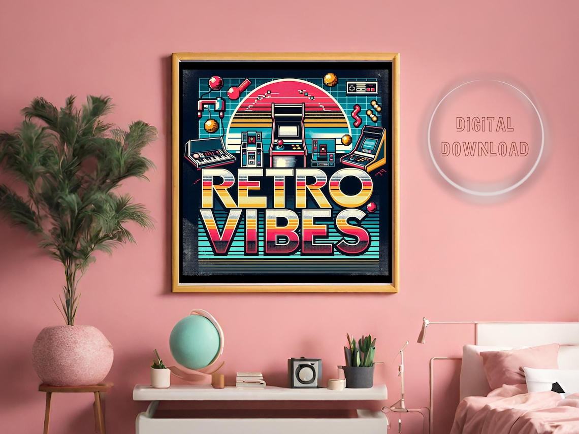 Retro Wall Art, Game Room Decor, Digital Download, Gamer Gift ...