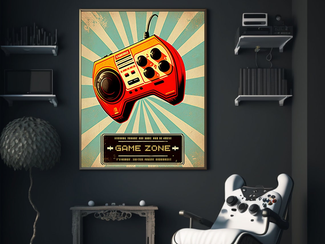 Retro Gaming Wall Art Game Zone Sign Game Room Decor - Etsy