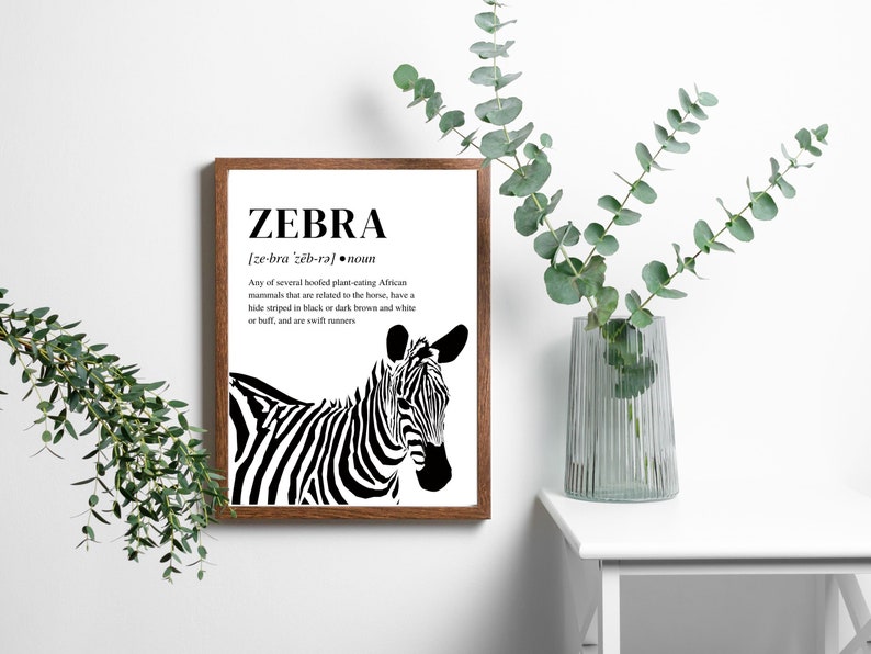 Minimalist Zebra Wall Art-zebra Printable Wall Art-zebra Poster-safari ...