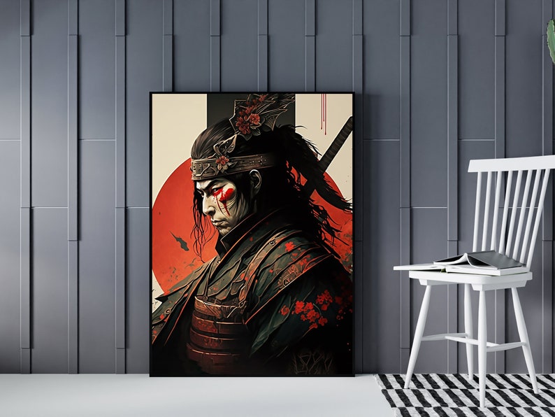 Japanese Samurai Art Print: Traditional Warrior Poster (digital ...